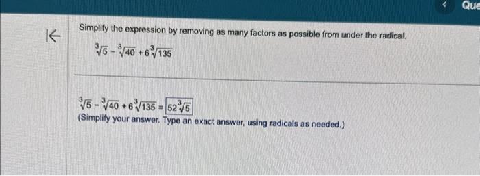 Solved Simplify the expression by removing as many factors | Chegg.com