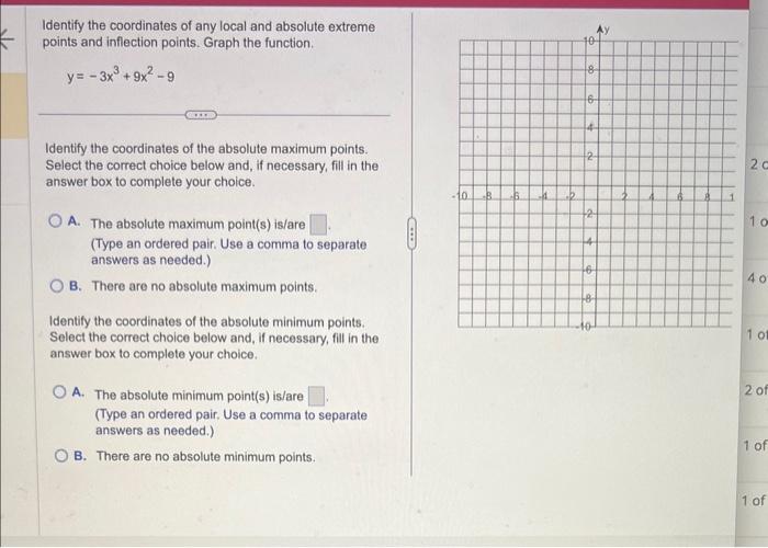 Solved Identify the coordinates of any local and absolute | Chegg.com