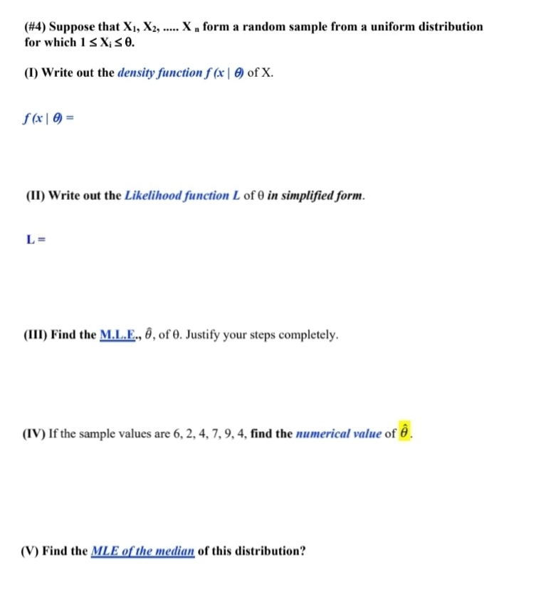 Solved (#4) ﻿Suppose that x1,x2,dots..xn ﻿form a random | Chegg.com