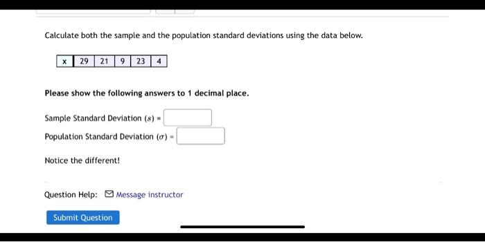 Solved Calculate both the sample and the population standard | Chegg.com