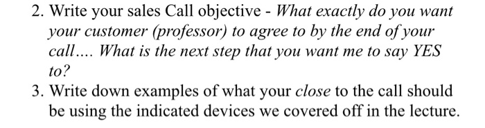 2. Write your sales Call objective - What exactly do | Chegg.com