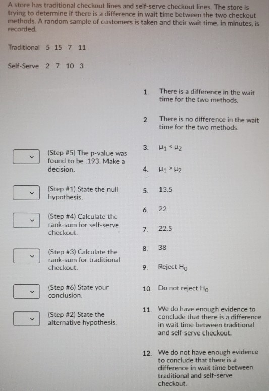 Solved A store has traditional checkout lines and self-serve | Chegg.com