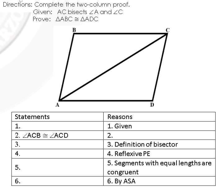 Solved Directions: Complete the two-column proof. Given: AC | Chegg.com
