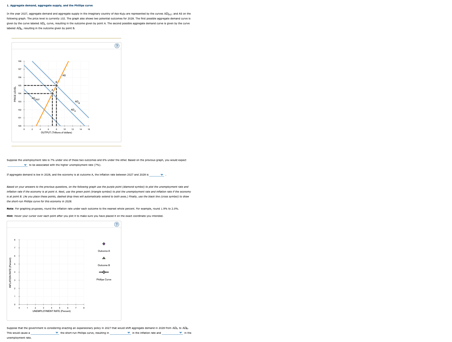 Solved In the year 2027, ﻿aggregate demand and aggregate | Chegg.com