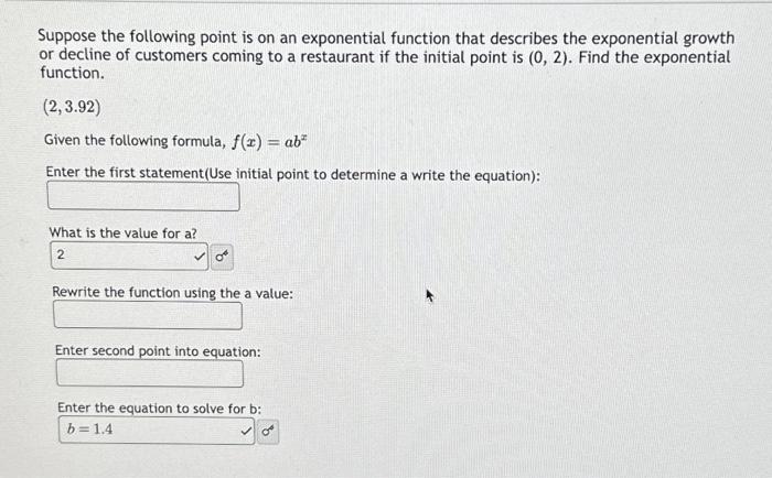 Suppose the following point is on an exponential | Chegg.com