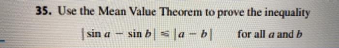 Solved 35. Use the Mean Value Theorem to prove the | Chegg.com