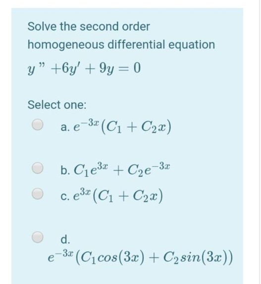 Solved Solve the second order homogeneous differential | Chegg.com