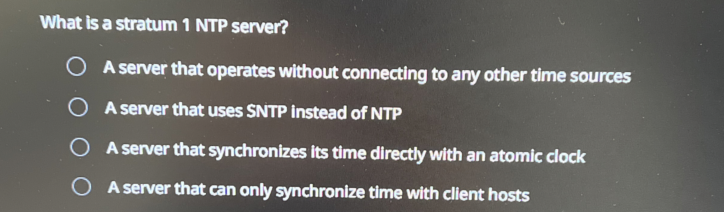 Solved What is a stratum 1 ﻿NTP server?A server that | Chegg.com