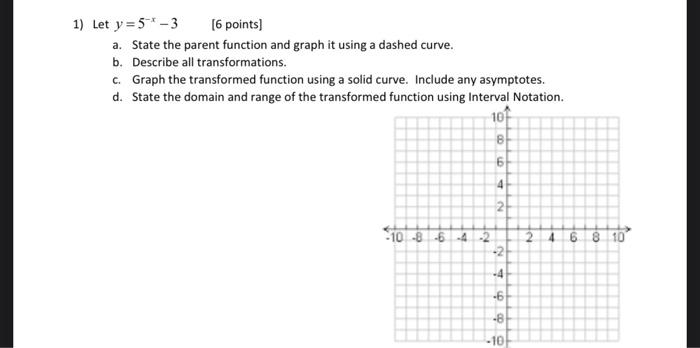 Solved 1) Let y=5−x−3 [6 points] a. State the parent | Chegg.com