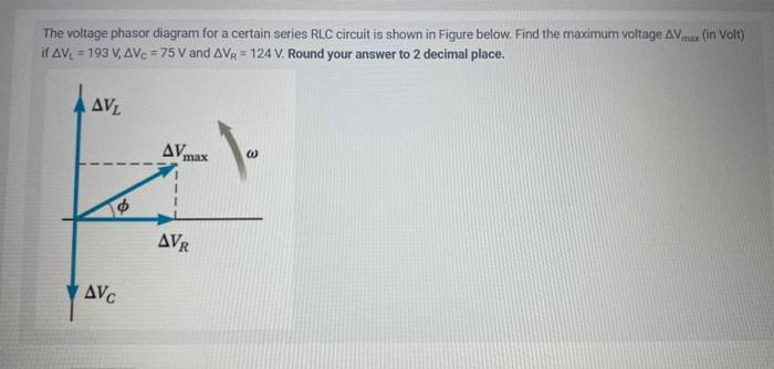 Solved The voltage phasor diagram for a certain series RLC | Chegg.com