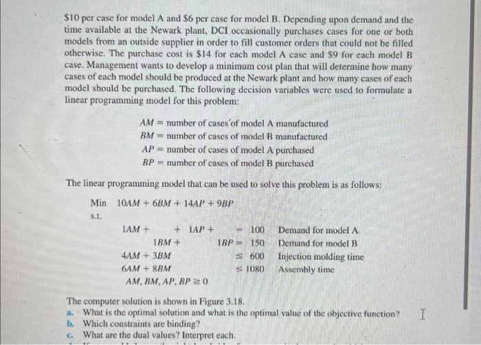 Solved Solve A B And C Using The Lindo Computer Program 