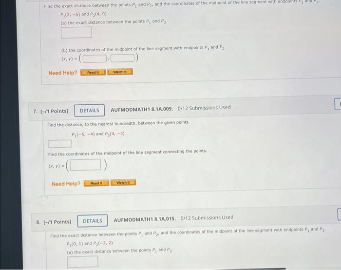 Solved Find the distance, to the nearest hundredth, between | Chegg.com
