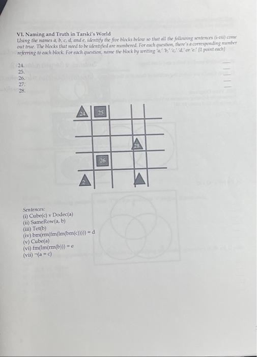 V1. Naming and Truth in Tarski's World Using the | Chegg.com