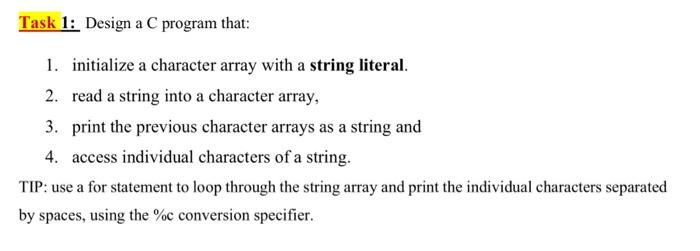 Solved Task 1 Design A C Program That 1 Initialize A 1052