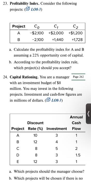 23. Profitability Index. Consider the following | Chegg.com