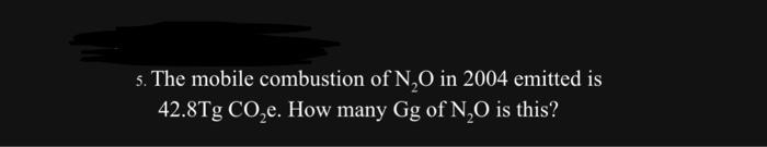 Solved 5. The mobile combustion of N2O in 2004 emitted is | Chegg.com