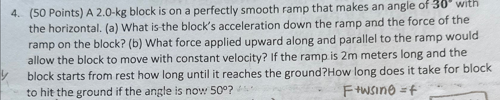 Solved (50 ﻿Points) ﻿A 2.0-kg block is on a perfectly smooth | Chegg.com