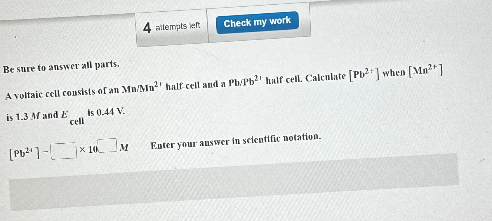 Solved 4 ﻿attempts leftBe sure to answer all parts.A voltaic | Chegg.com