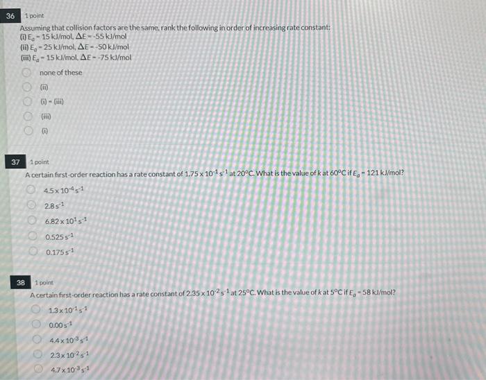 Solved Assuming that collision factors are the same, rank | Chegg.com