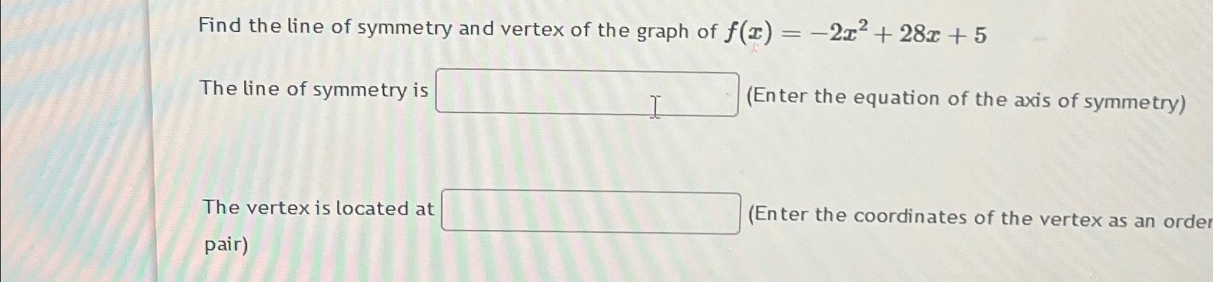 Solved Find the line of symmetry and vertex of the graph of | Chegg.com