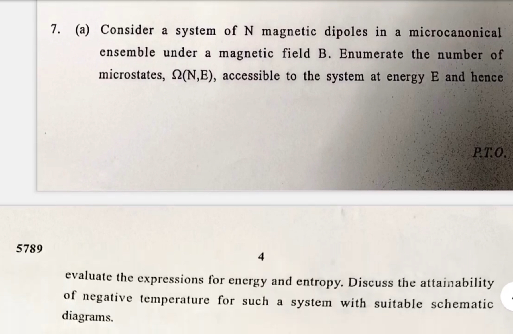 (a) ﻿Consider a system of N ﻿magnetic dipoles in a | Chegg.com