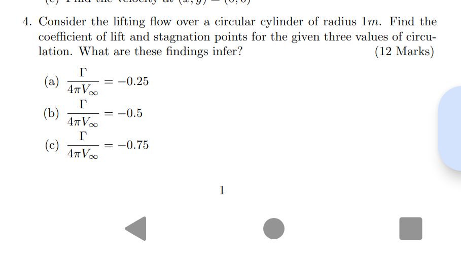 Consider the lifting flow over a circular cylinder of | Chegg.com