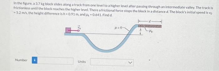 Solved In the figure, a 3.7 kg block slides along a track | Chegg.com