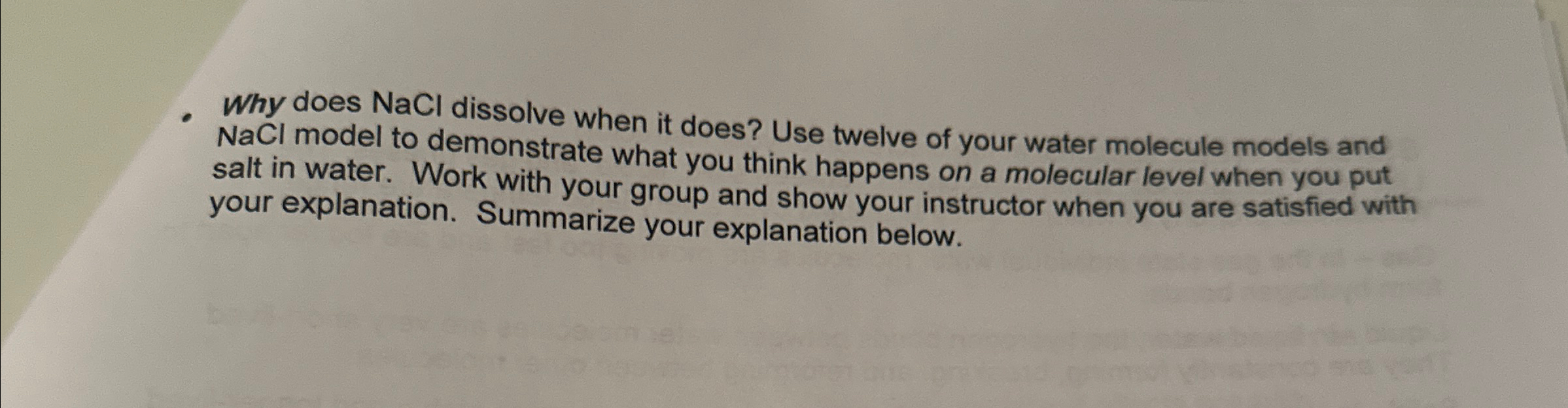 Solved Why does NaCl dissolve when it does? Use twelve of | Chegg.com
