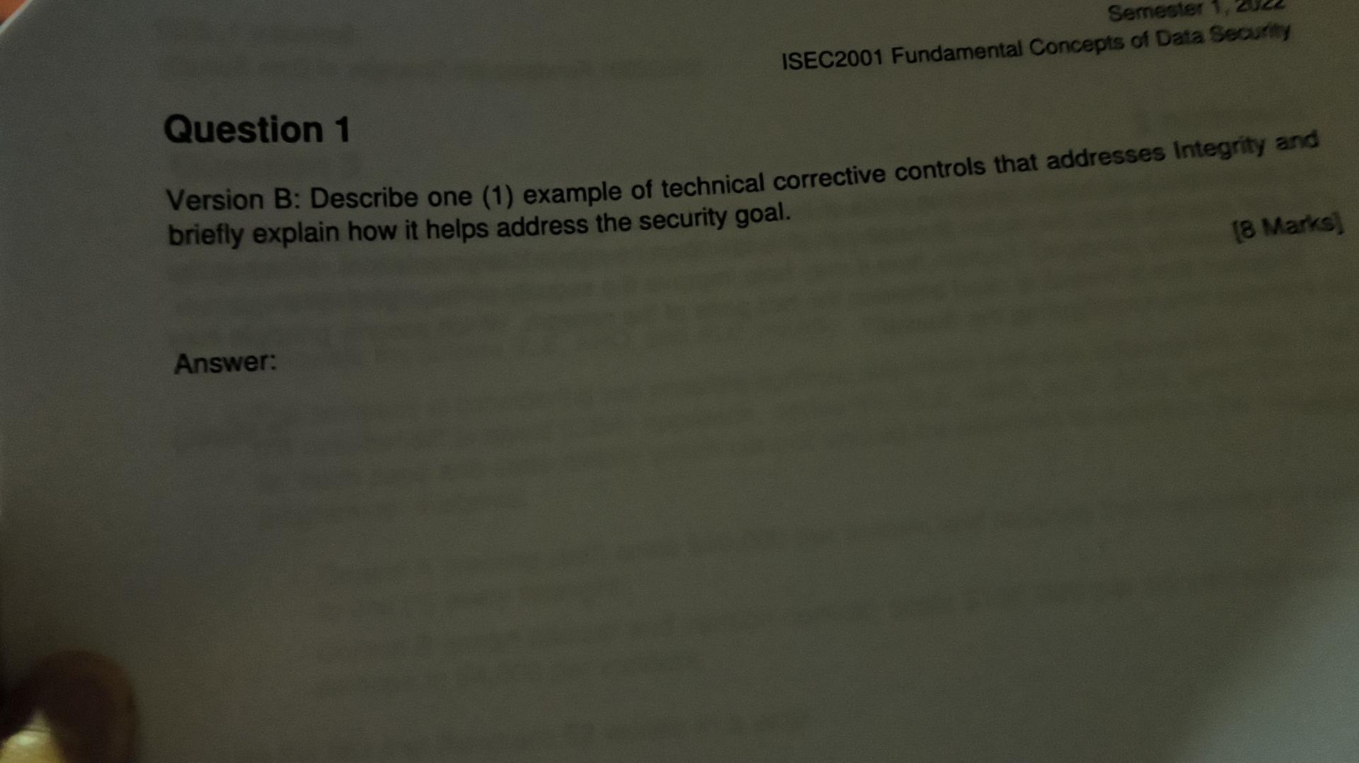 Solved Semester ISEC2001 Fundamental Concepts of Data | Chegg.com