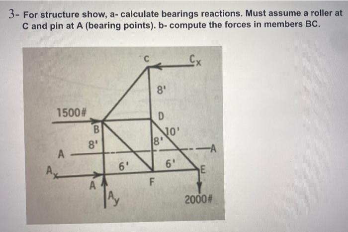 Solved 3- For structure show, a- calculate bearings | Chegg.com