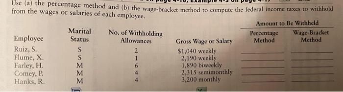 Solved Use (a) the percentage method and (b) the | Chegg.com