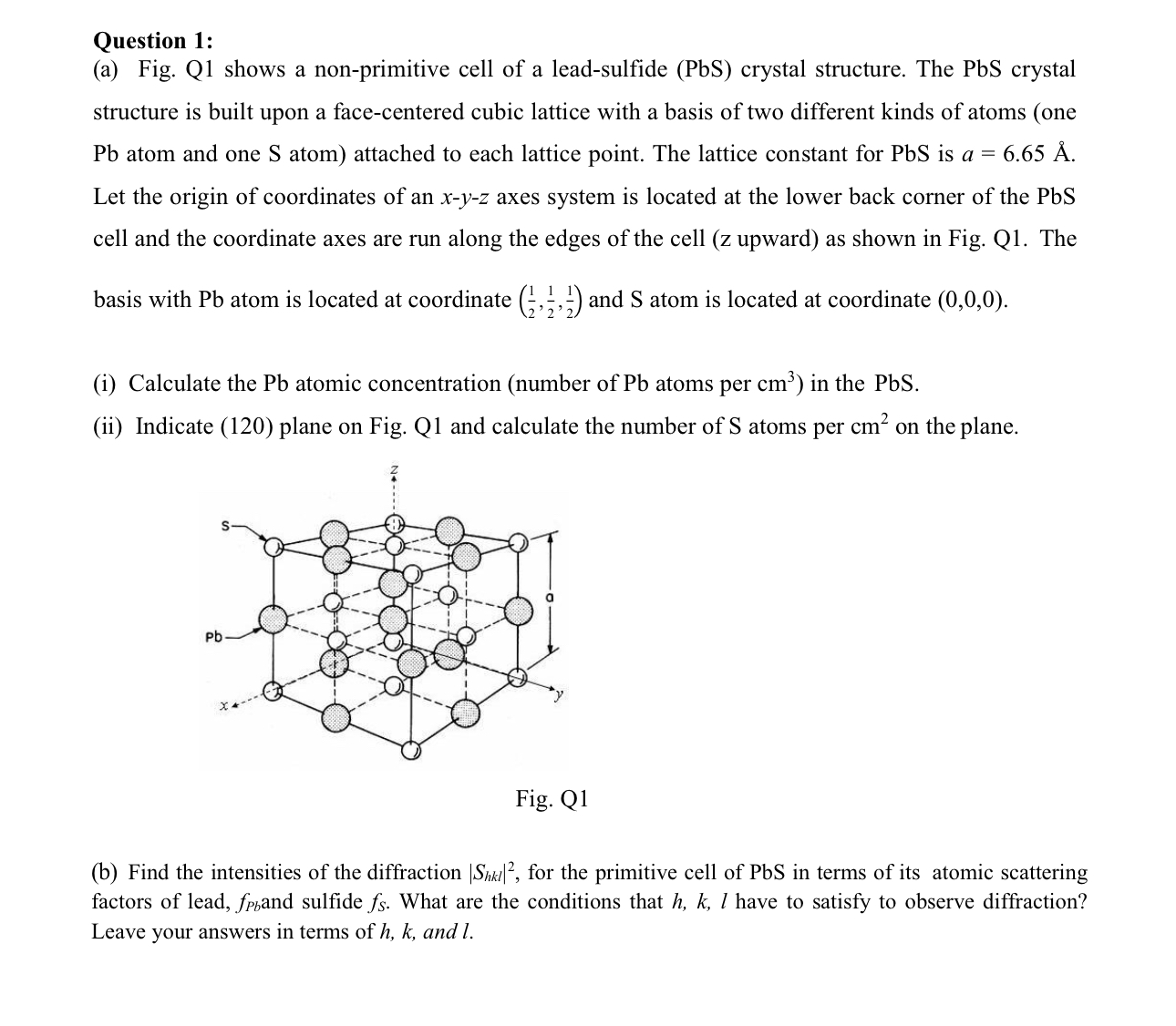 Solved Question 1:(a) ﻿Fig. Q1 ﻿shows a non-primitive cell | Chegg.com