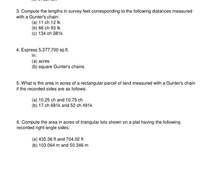 Solved 3. Compute the lengths in survey feet corresponding | Chegg.com