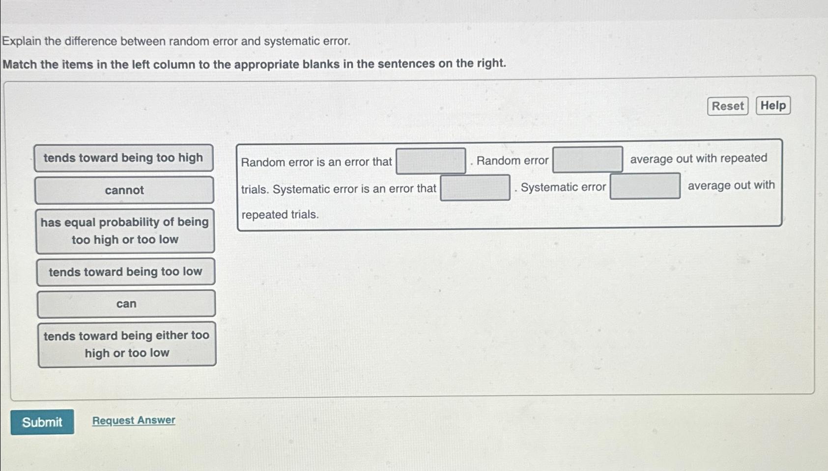 Solved Explain the difference between random error and | Chegg.com