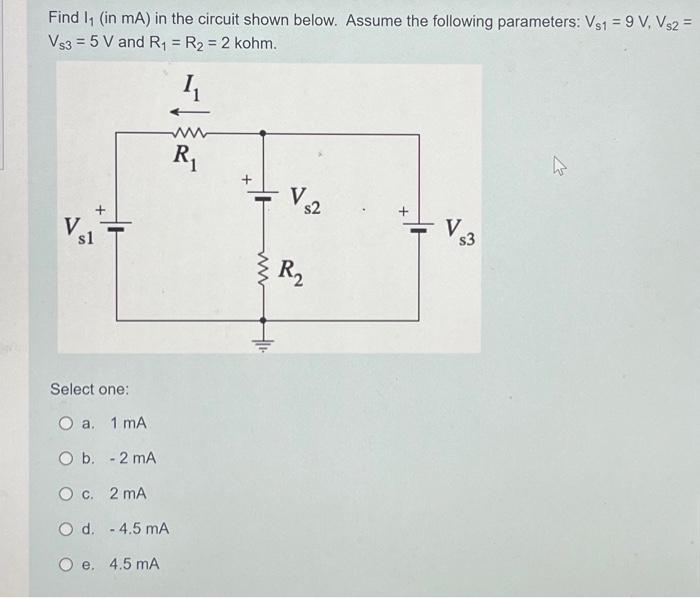 Solved Find I1 (in mA ) in the circuit shown below. Assume | Chegg.com