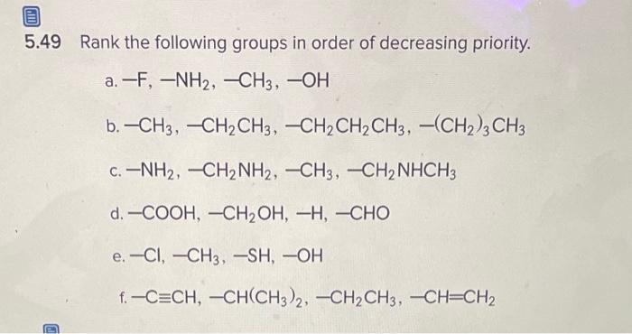 Solved 49 Rank the following groups in order of decreasing | Chegg.com