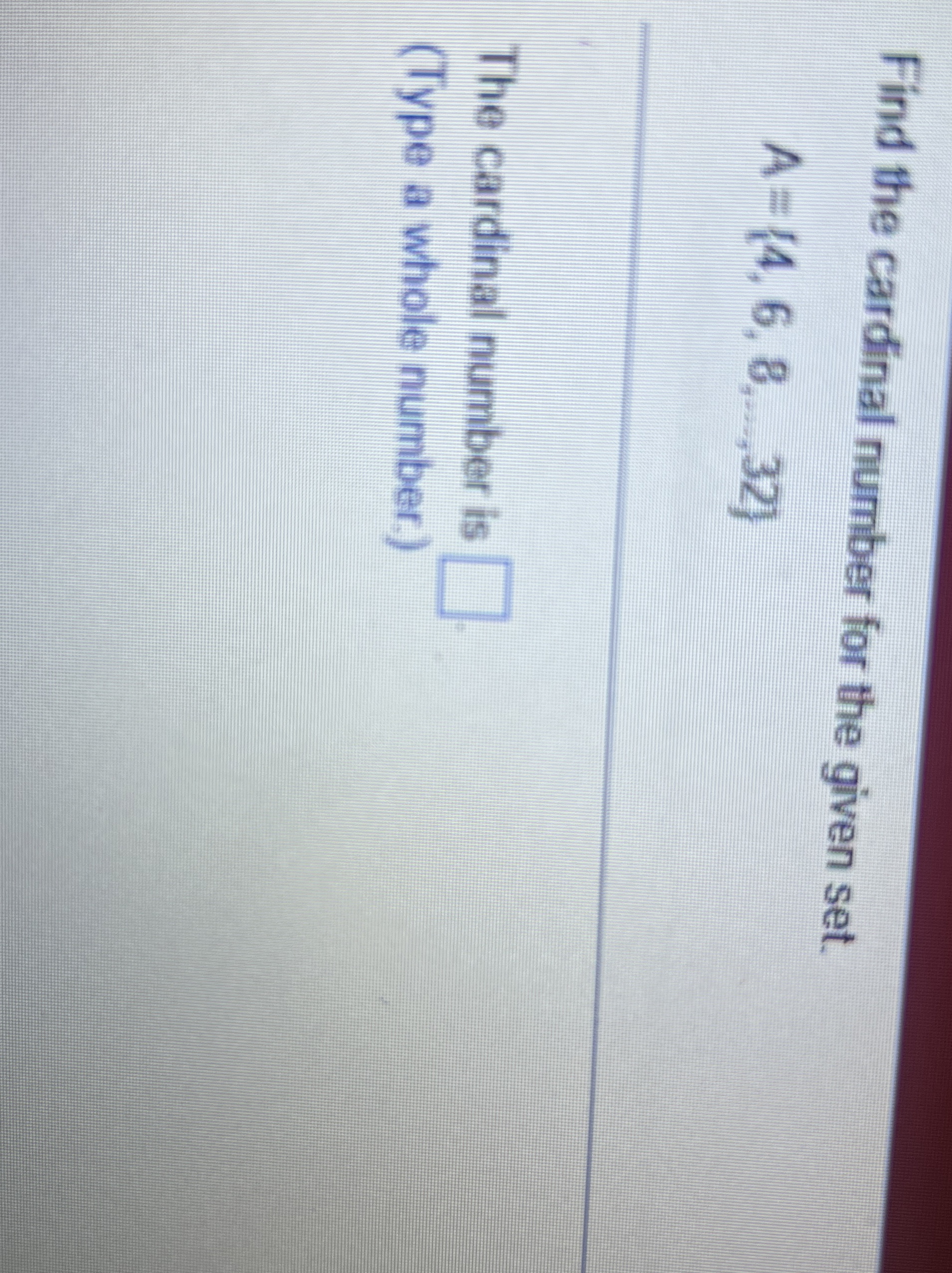 Solved Find the cardinal number for the given | Chegg.com