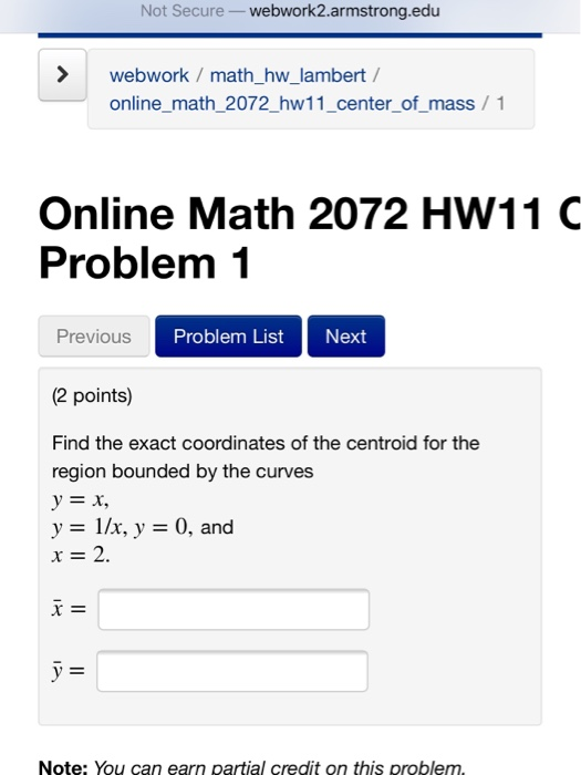Solved Not Secure - webwork2.armstrong.edu webwork / | Chegg.com