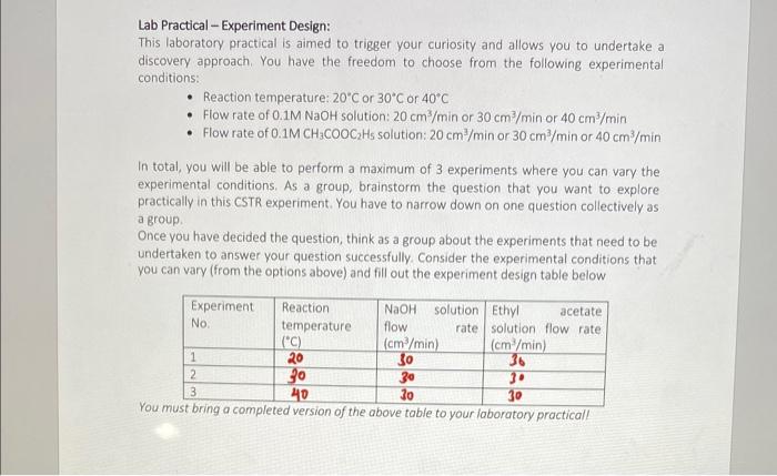 Solved Lab Practical - Experiment Design: This laboratory | Chegg.com
