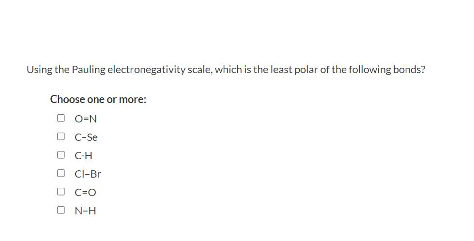 Using the Pauling electronegativity scale, which is | Chegg.com