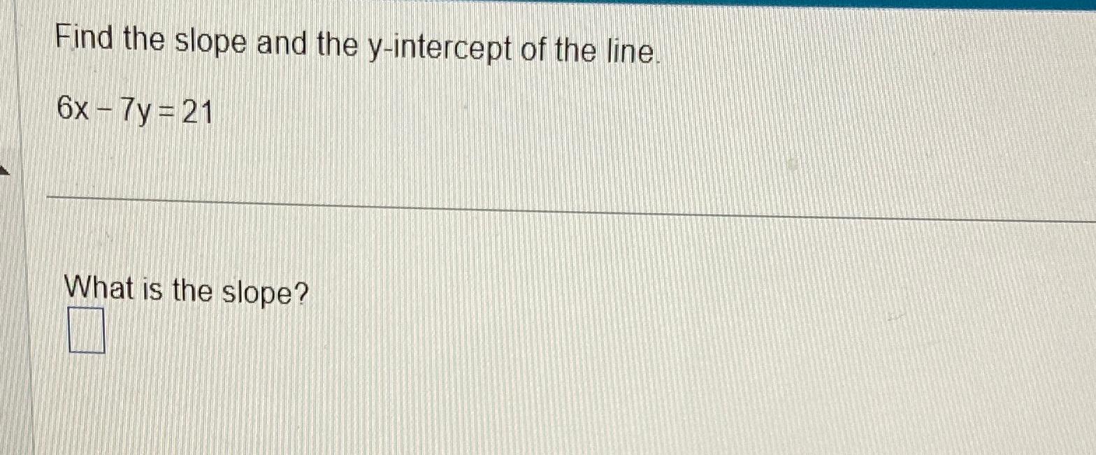 Solved Find the slope and the y-intercept of the | Chegg.com