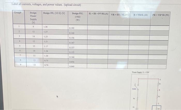 Solved Label all currents, voltages, and power values. | Chegg.com