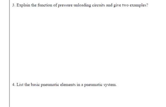 Solved 3. Explain the function of pressure unloading | Chegg.com