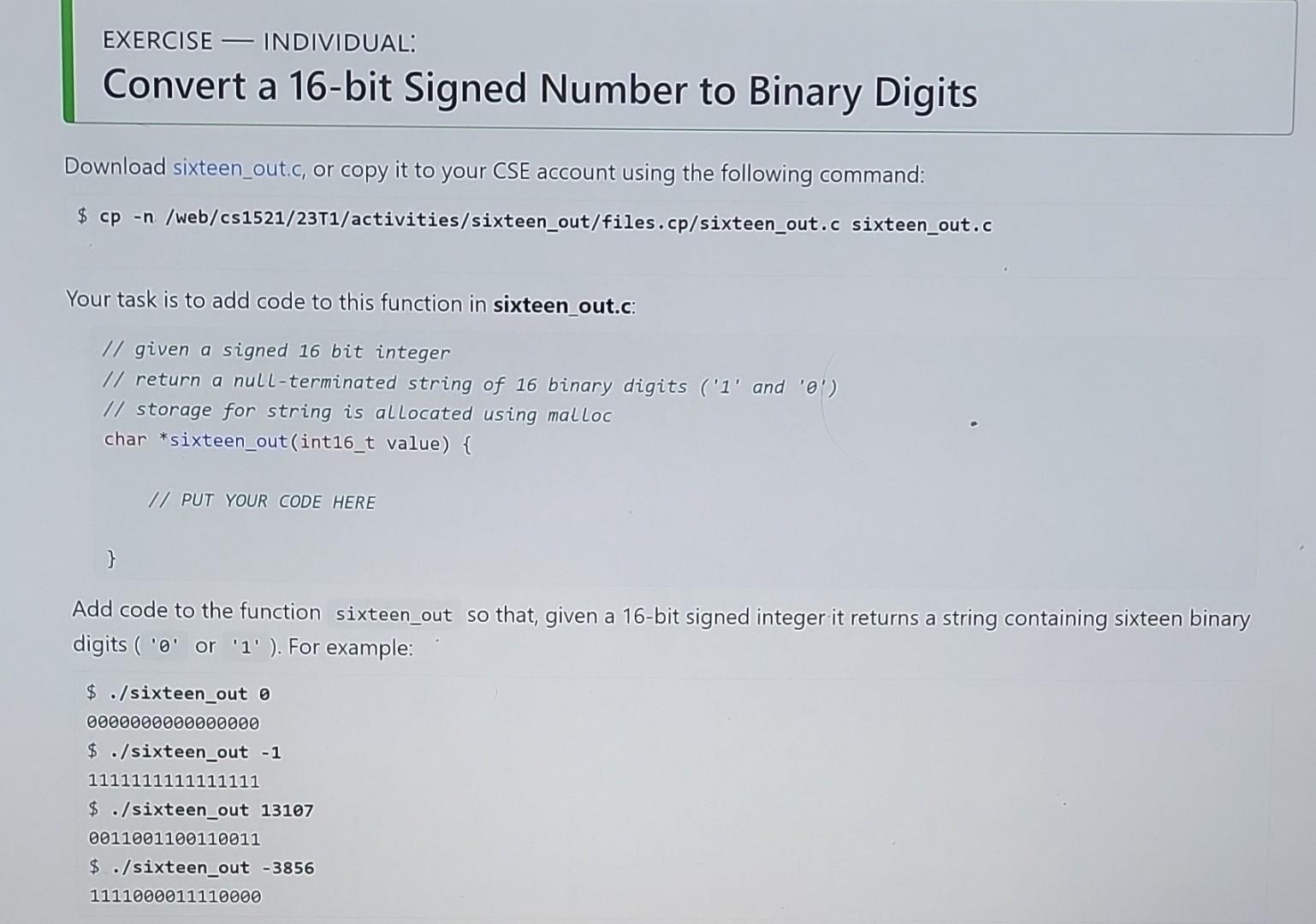 Solved EXERCISE INDIVIDUAL Convert A 16 bit Signed Number Chegg