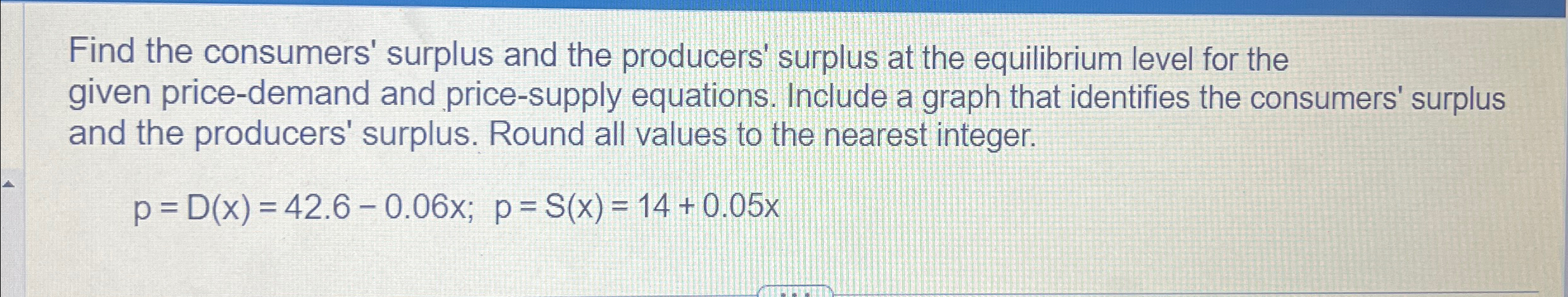 Solved Find the consumers' surplus and the producers' | Chegg.com