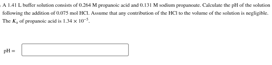 Solved A 1.41L ﻿buffer solution consists of 0.264M | Chegg.com
