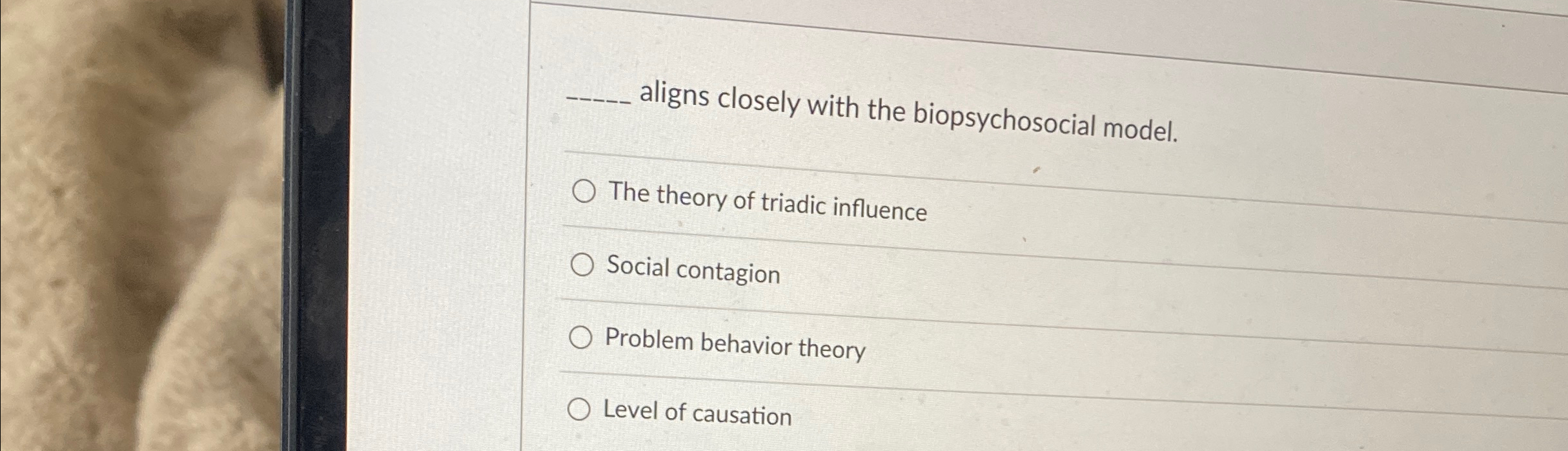 Solved aligns closely with the biopsychosocial model.The | Chegg.com
