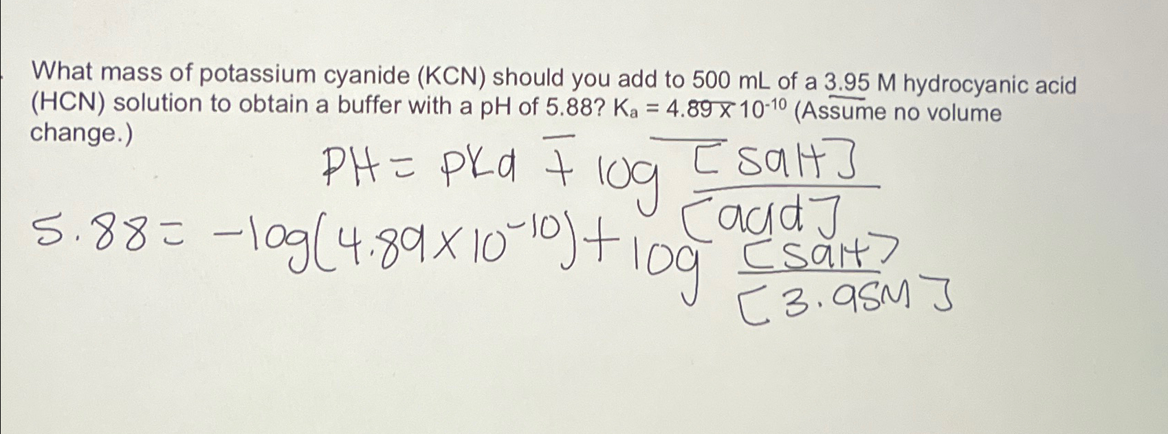 Solved What mass of potassium cyanide (KCN) ﻿should you add | Chegg.com