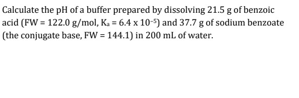 Solved Calculate the pH of a buffer prepared by dissolving | Chegg.com