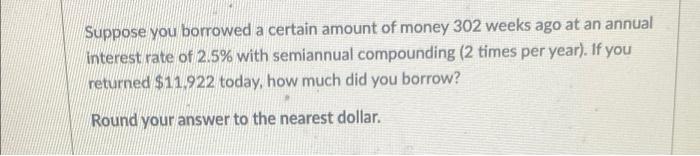 Solved Suppose you borrowed a certain amount of money 302 | Chegg.com